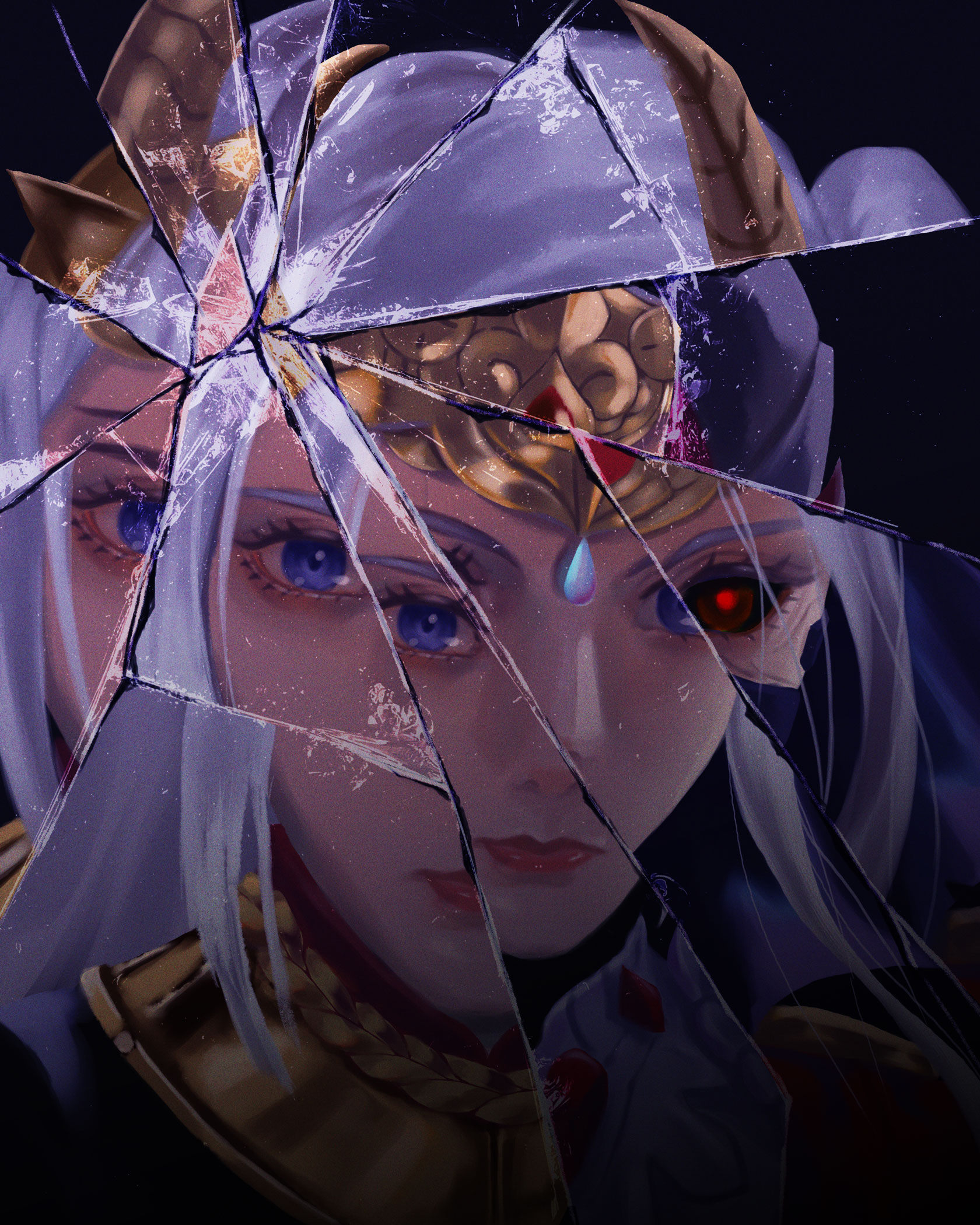 The Big ImageBoard (TBIB) - 1girl alternate eye color broken glass ...