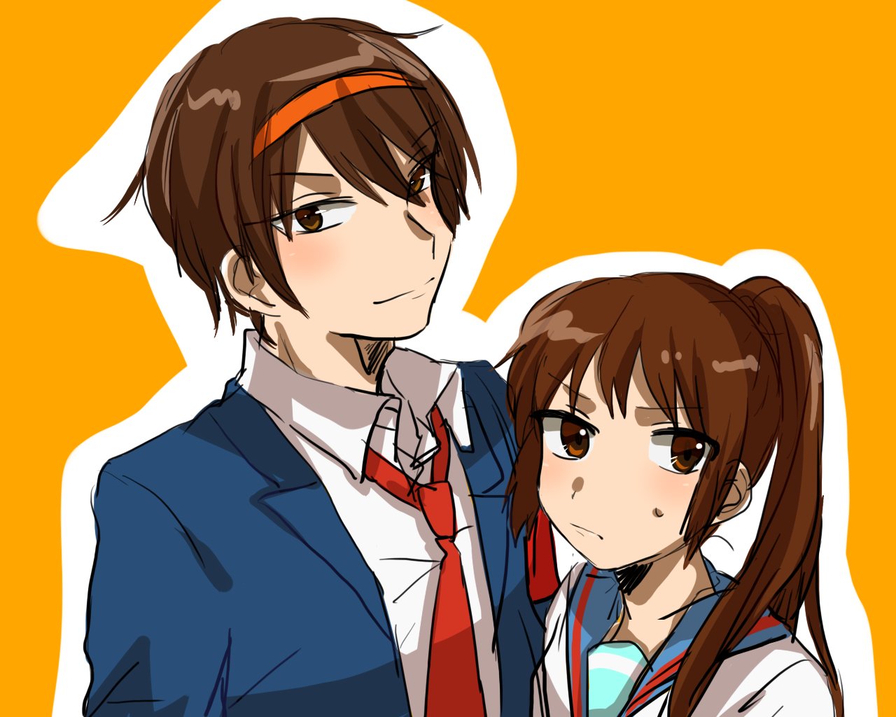 The Big ImageBoard (TBIB) - 1boy 1girl bangs blazer blue jacket blue sailor collar brown eyes ...