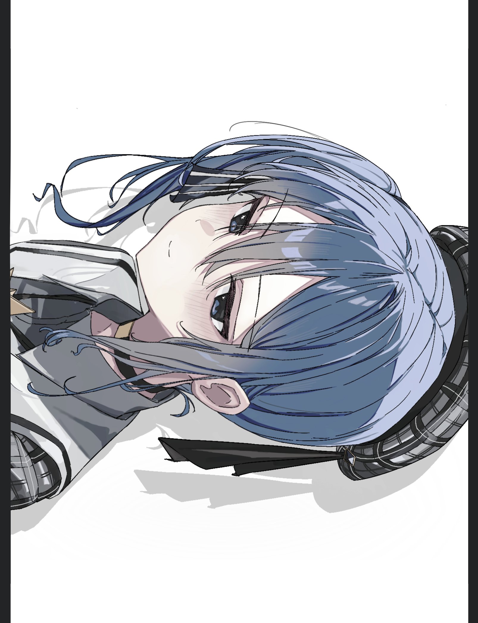 The Big ImageBoard (TBIB) - 1girl beret blue eyes blue hair blush closed mouth collared shirt ...