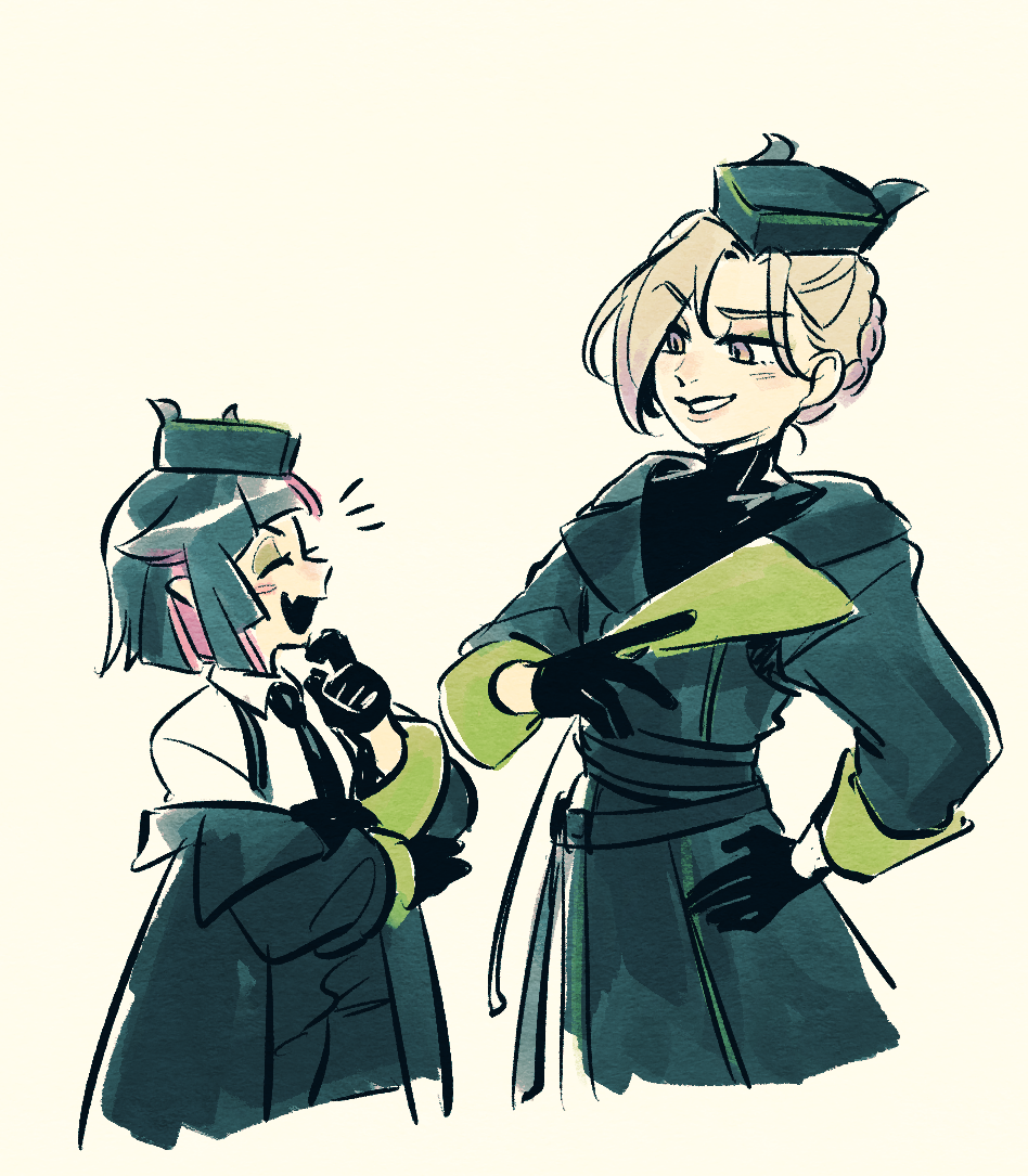 The Big ImageBoard (TBIB) - 2boys black coat black gloves black hair black hat black necktie ...