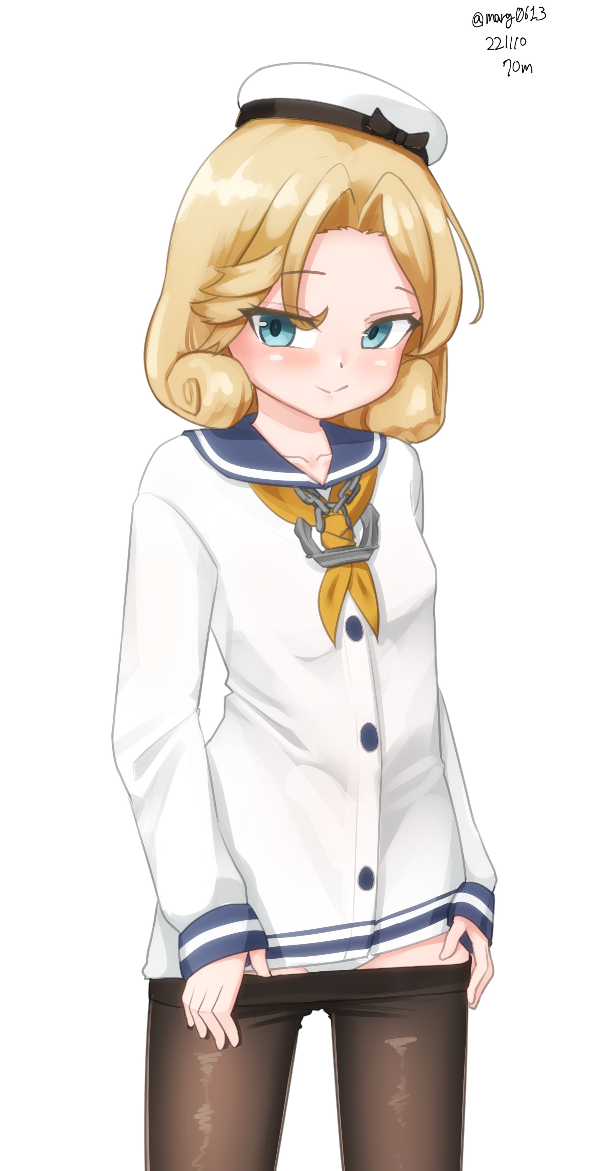 The Big ImageBoard (TBIB) - 1girl absurdres anchor ornament black pantyhose blonde hair blue ...