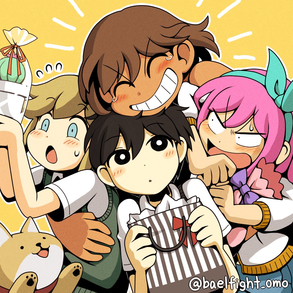 The Big ImageBoard (TBIB) - 1girl 3boys aubrey (faraway) (omori) aubrey (omori) bag basil ...