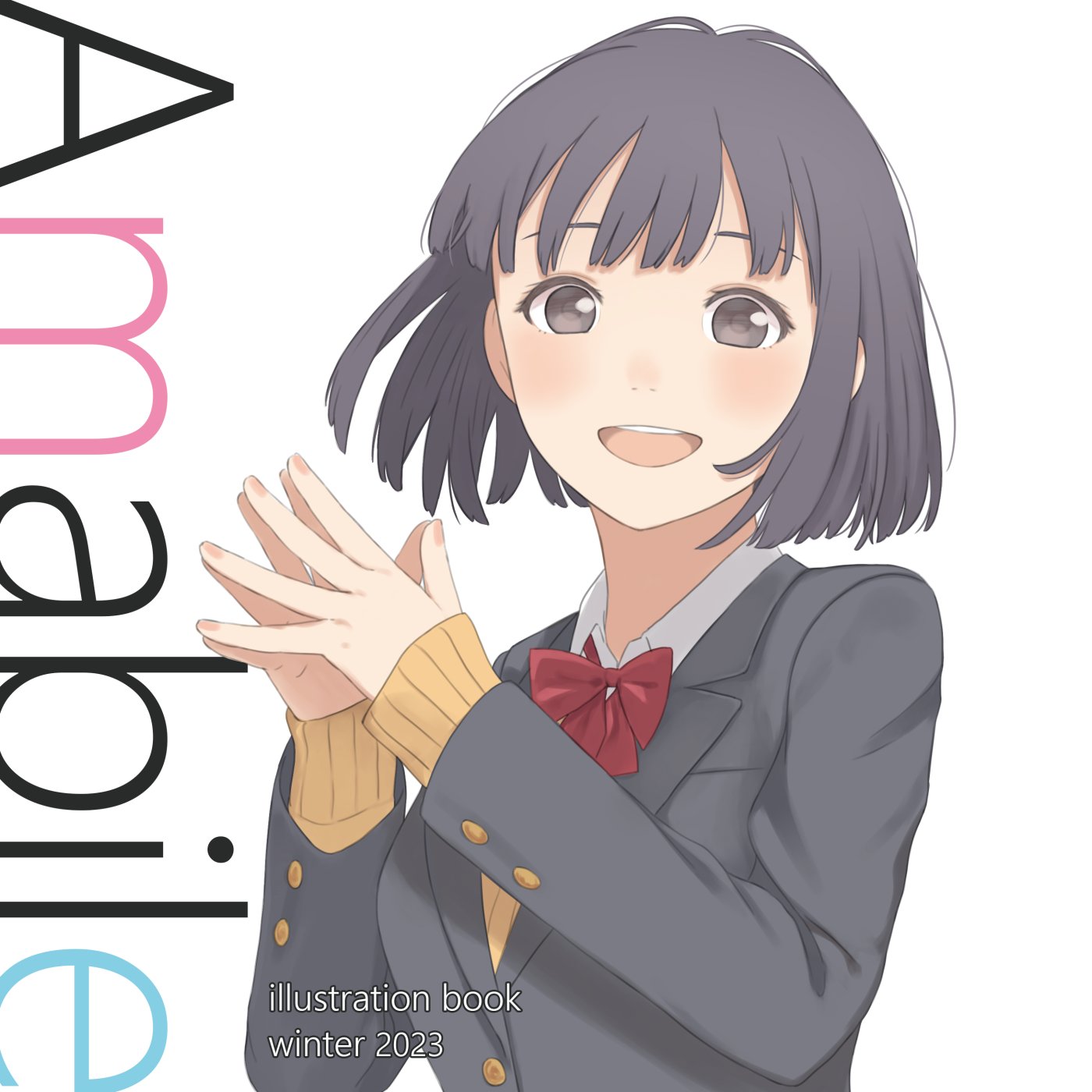 The Big ImageBoard (TBIB) - 1girl :d black hair blush bob cut bow bowtie highres jacket kyak ...