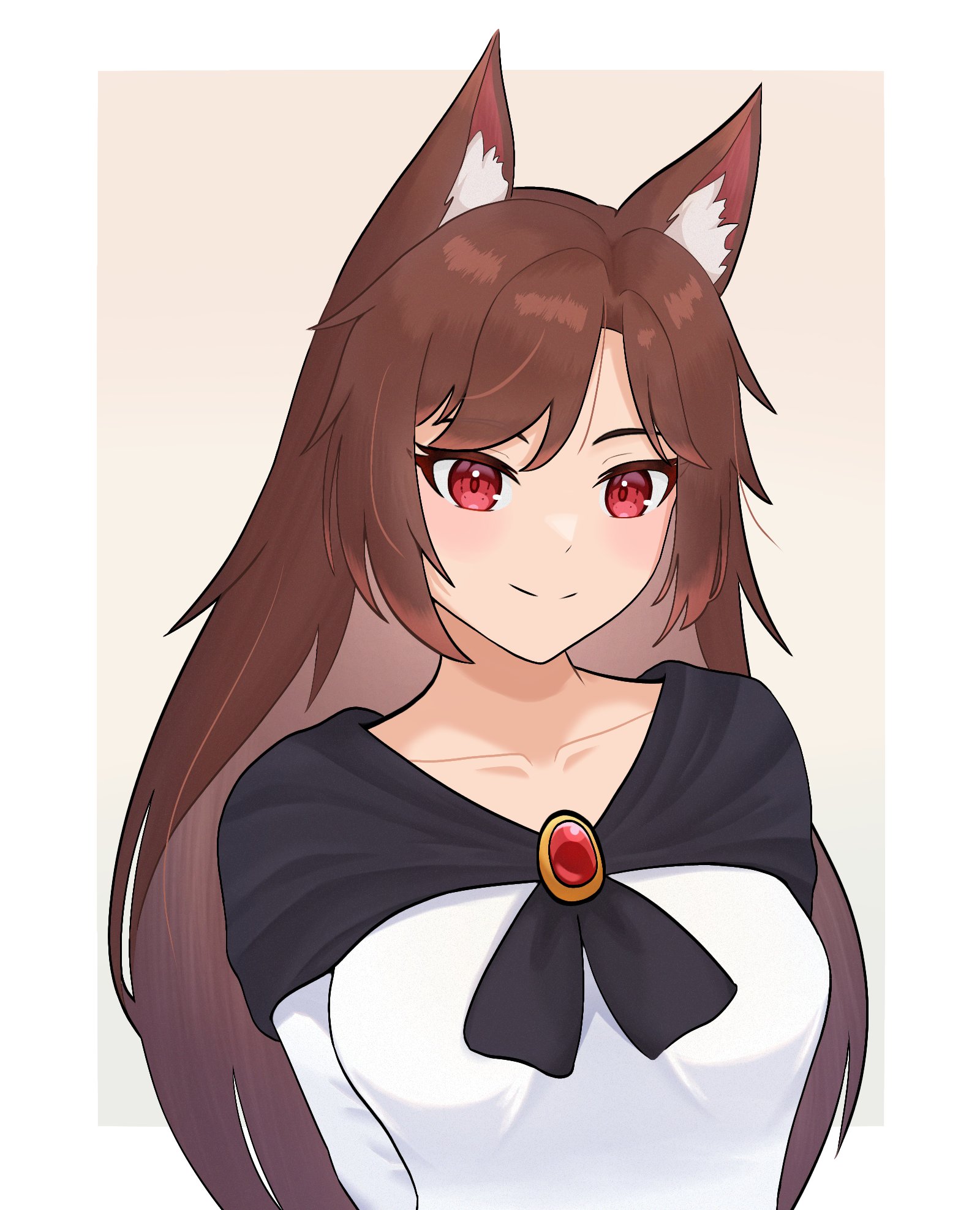 The Big ImageBoard (TBIB) - 1girl animal ear fluff animal ears black capelet brown hair capelet ...