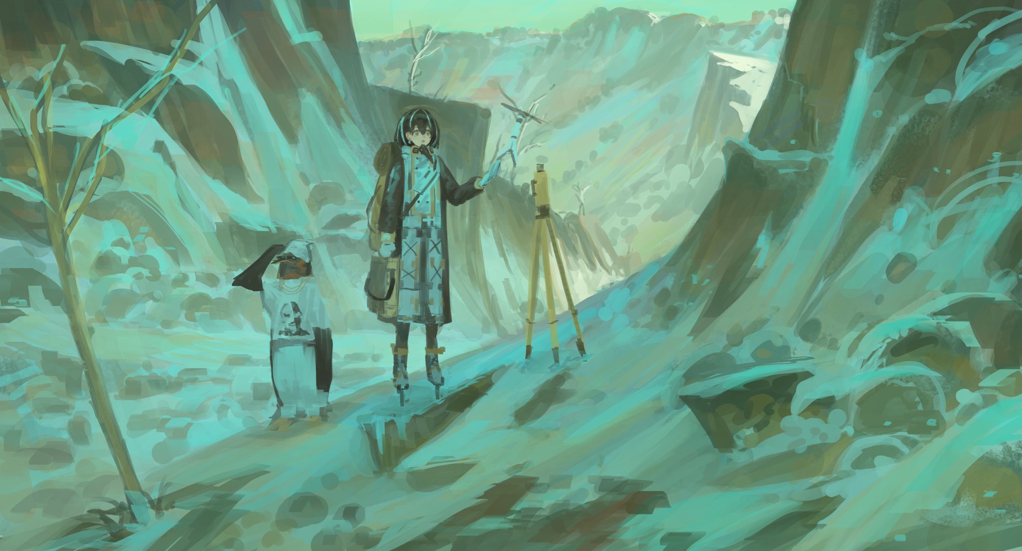 The Big ImageBoard (TBIB) - 1girl animal arknights backpack bag bird black coat black hair coat ...