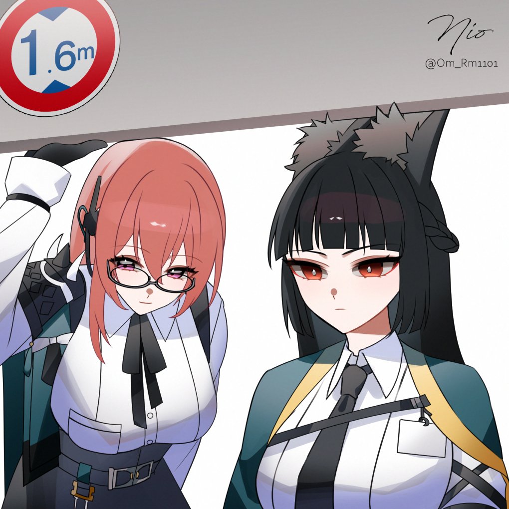 The Big ImageBoard (TBIB) - 2girls animal ears artist name black gloves black necktie black ...