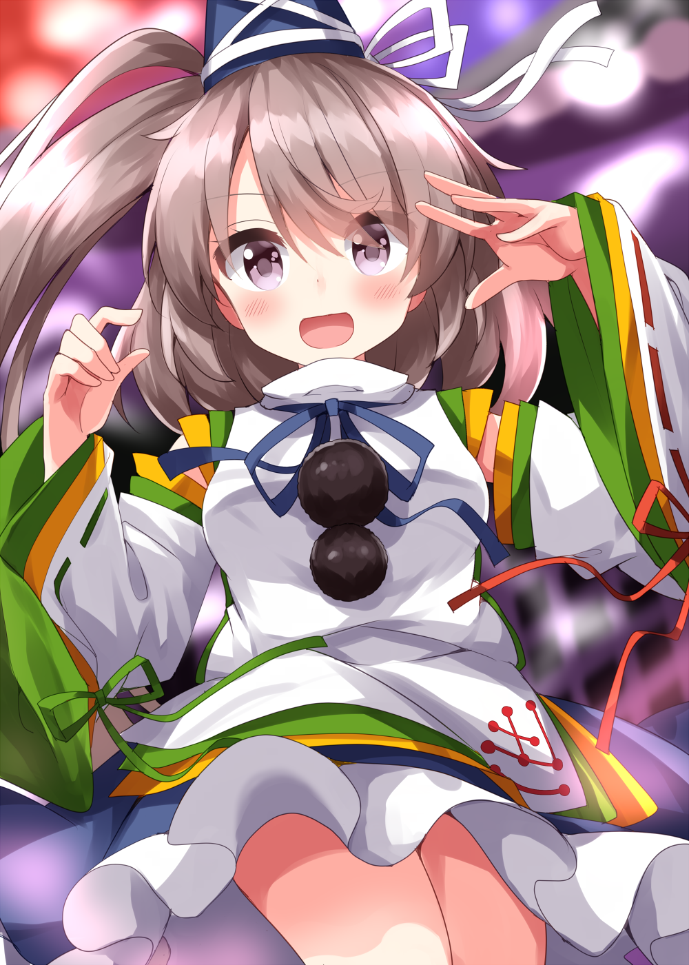 The Big ImageBoard (TBIB) - 1girl blue hat blue skirt blush detached sleeves feet out of frame ...