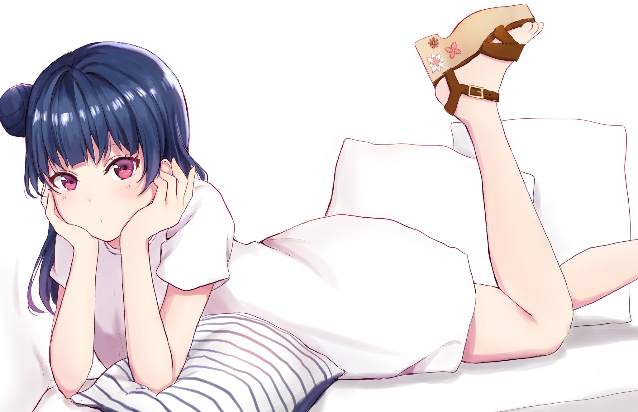 The Big ImageBoard (TBIB) - 1girl bangs blue hair blush hair bun highres long hair love live ...