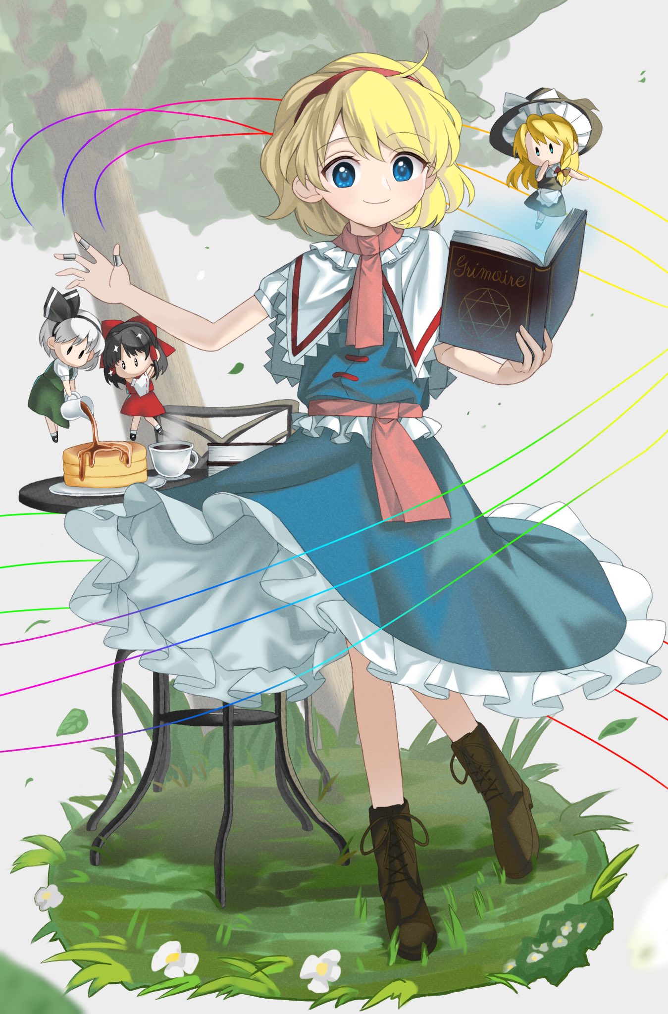 The Big ImageBoard (TBIB) - 1girl alice margatroid blonde hair blue dress blue eyes book boots ...