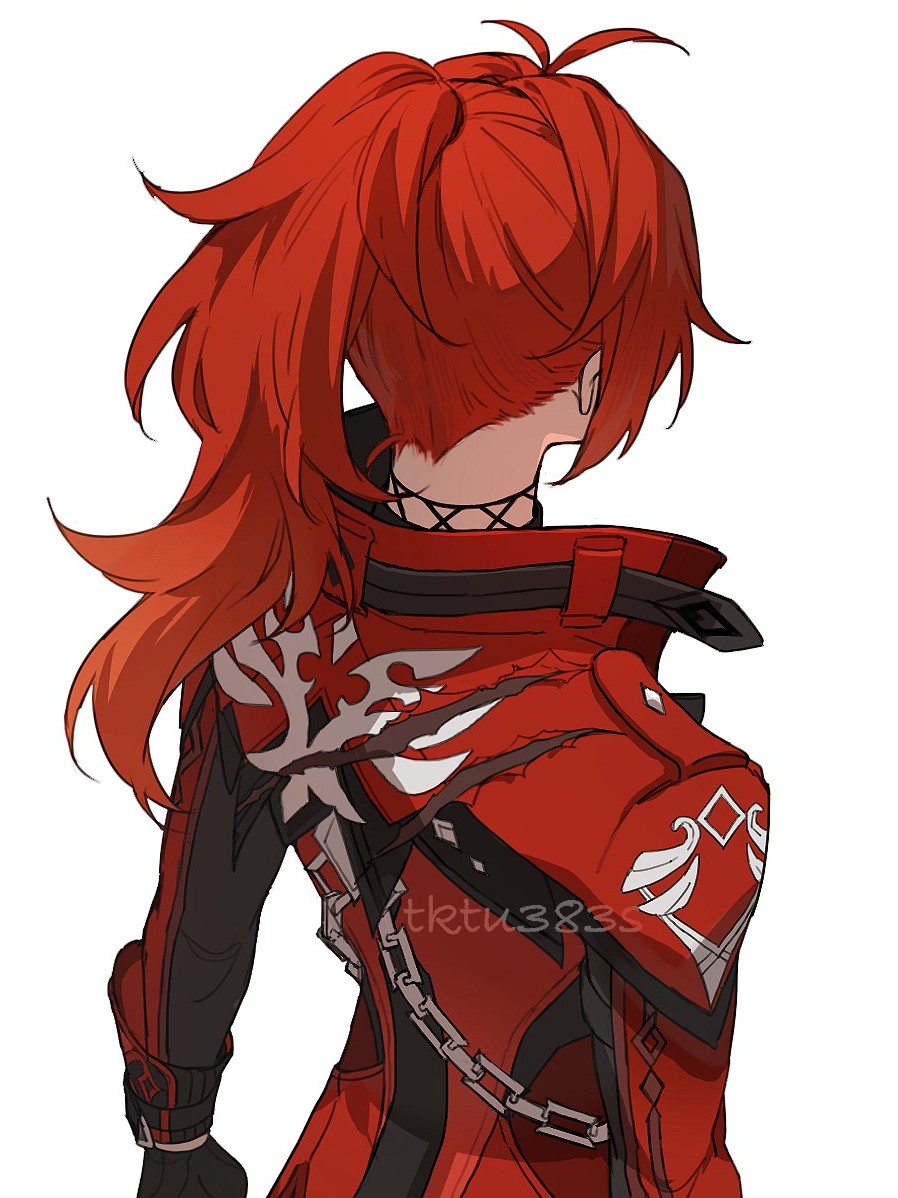 The Big ImageBoard (TBIB) - 1boy back black gloves chain coat collared coat diluc (genshin ...