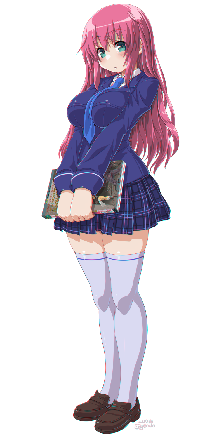 The Big Imageboard Tbib 1girl O Aqua Eyes Between Breasts Blue Necktie Blush Book Breasts