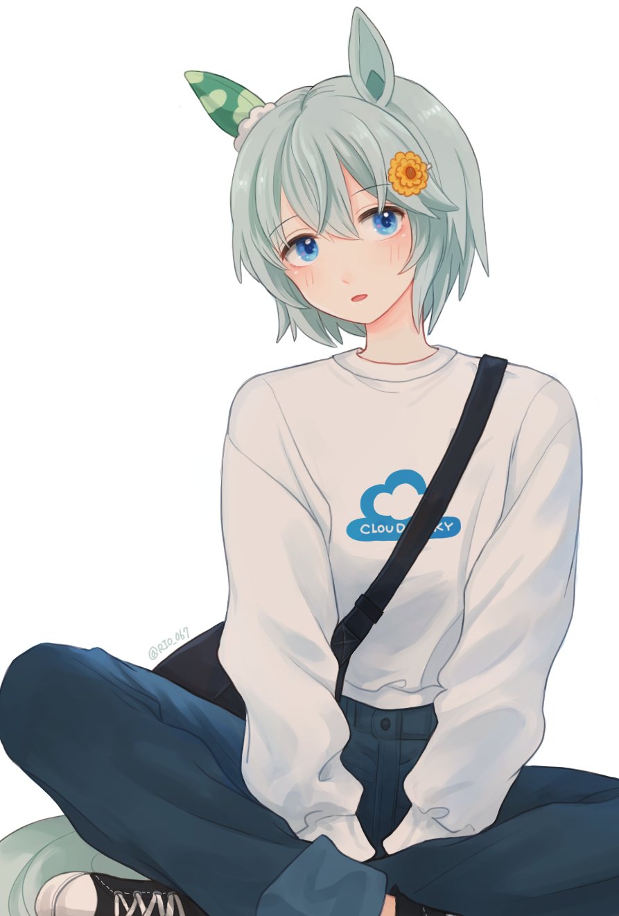 The Big ImageBoard (TBIB) - 1girl alternate costume animal ears bag bangs blue eyes blue pants ...