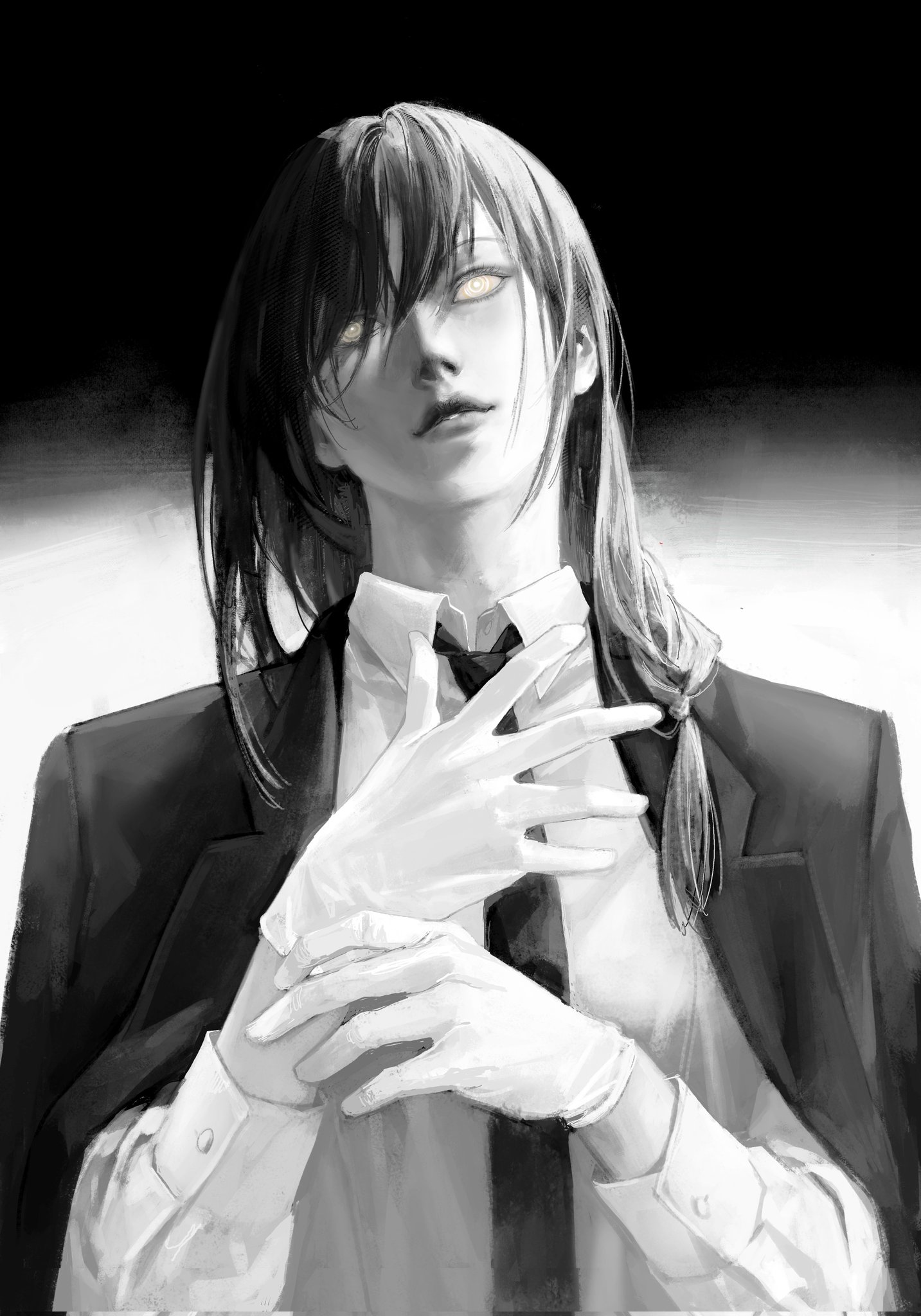 The Big ImageBoard (TBIB) - 1girl adjusting clothes adjusting gloves black jacket black necktie ...