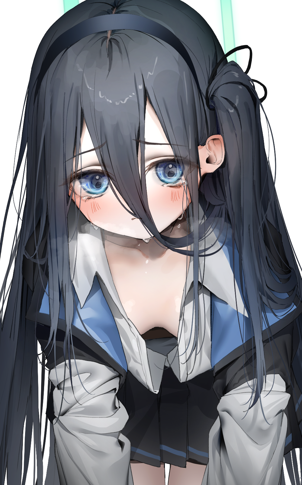 The Big ImageBoard (TBIB) - 1girl aris (blue archive) bent over black hair black hairband black ...