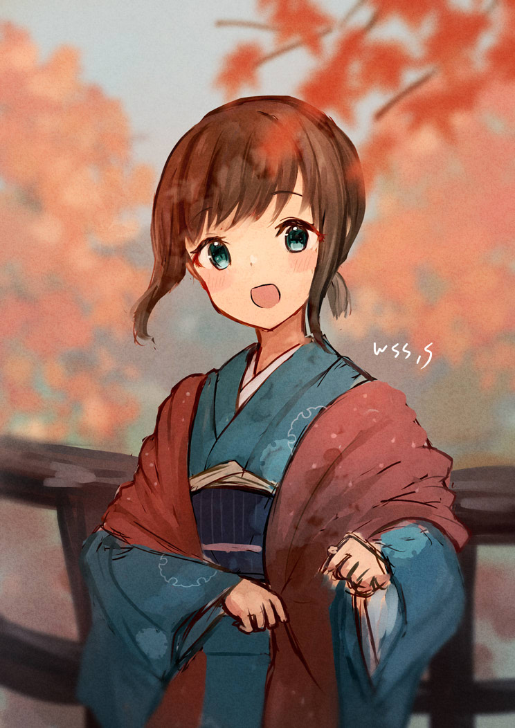 The Big ImageBoard (TBIB) - 1girl alternate costume artist name autumn leaves black eyes black ...