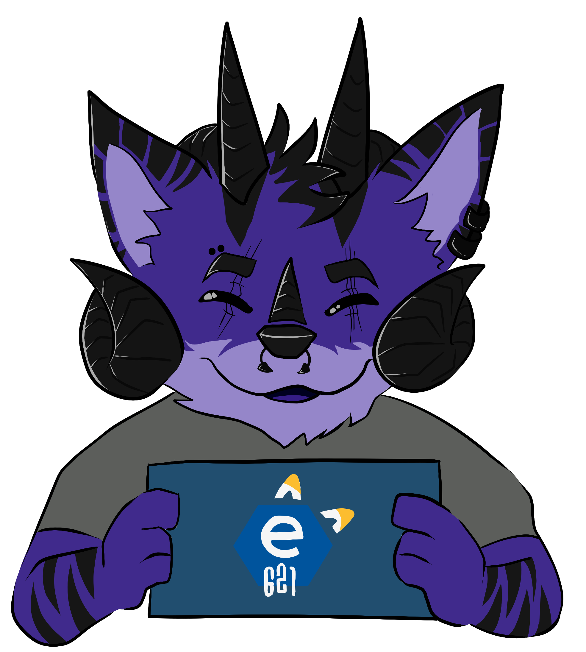 The Big ImageBoard (TBIB) - alpha channel anthro black horn black nose canid canine canis chibi ...