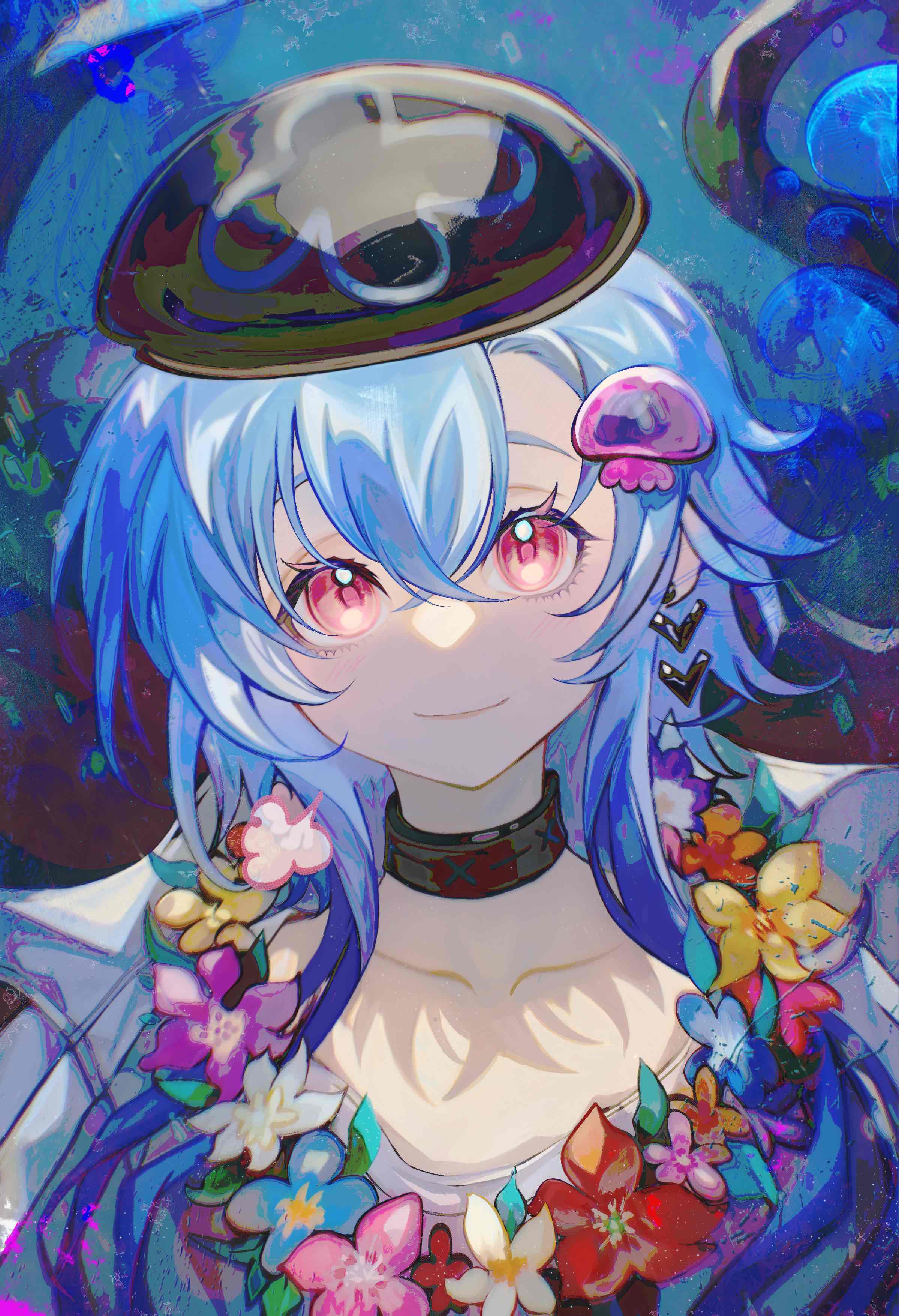 The Big ImageBoard (TBIB) - 1boy absurdres arknights black hat blue flower blue hair closed ...