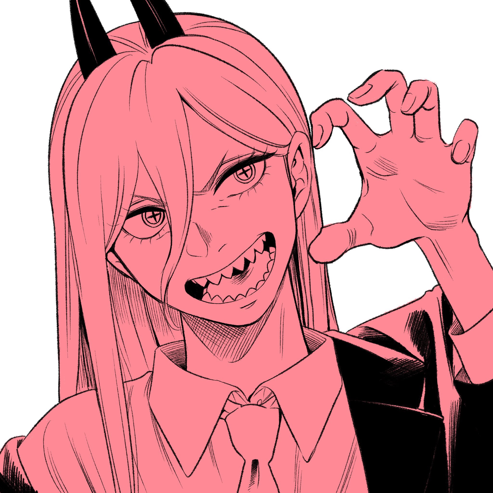The Big ImageBoard (TBIB) - 1girl arm up chainsaw man collared shirt ...