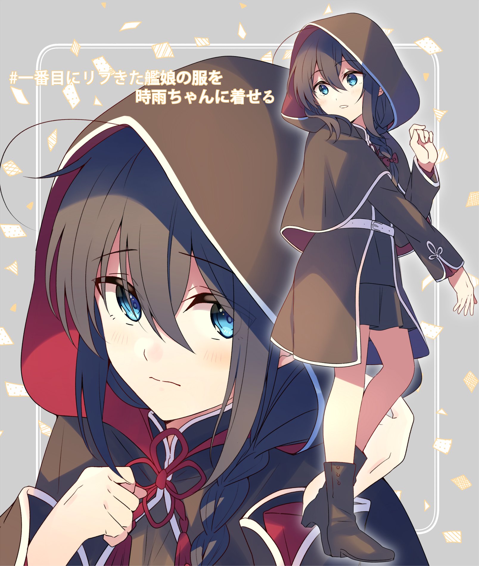 The Big ImageBoard (TBIB) - 1girl ahoge belt black capelet black dress black footwear black hair ...