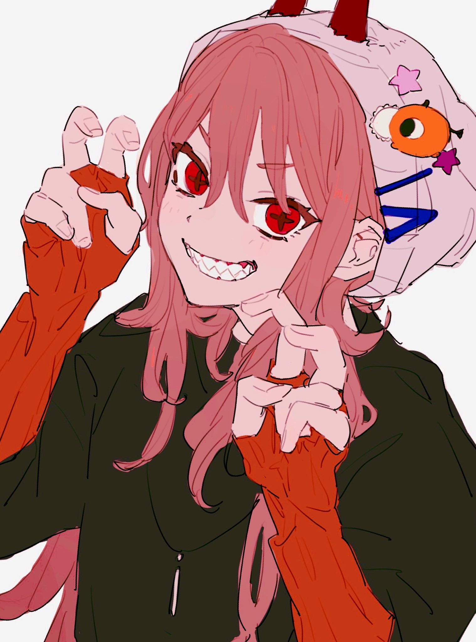 The Big ImageBoard (TBIB) - 1girl bangs beanie black jacket chainsaw man cross-shaped pupils ...