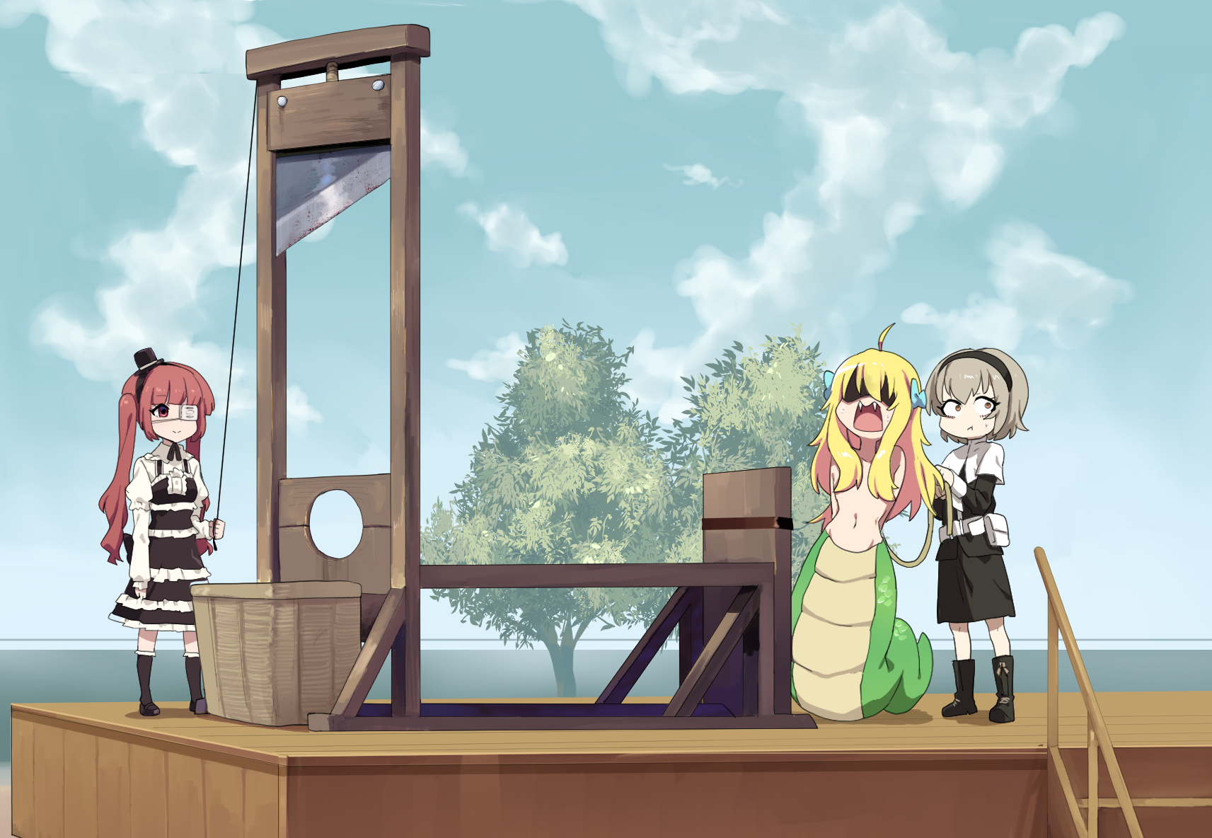 The Big ImageBoard (TBIB) - 3girls ahoge black dress black footwear ...