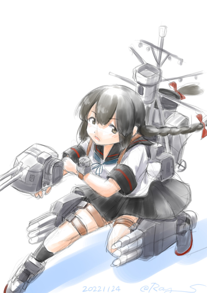 The Big ImageBoard (TBIB) - 1girl adapted turret black eyes black hair black sailor collar black ...
