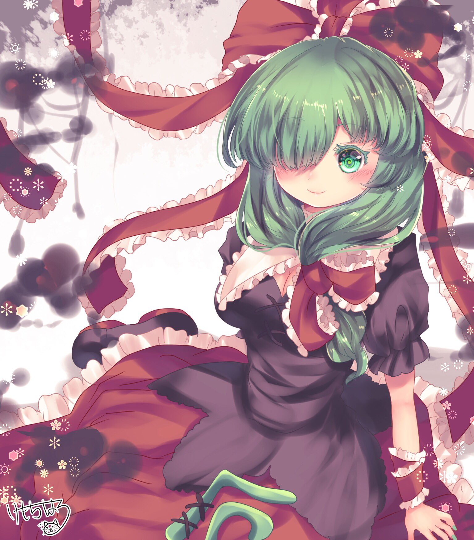 The Big ImageBoard (TBIB) - 1girl breasts cleavage closed mouth frilled ...