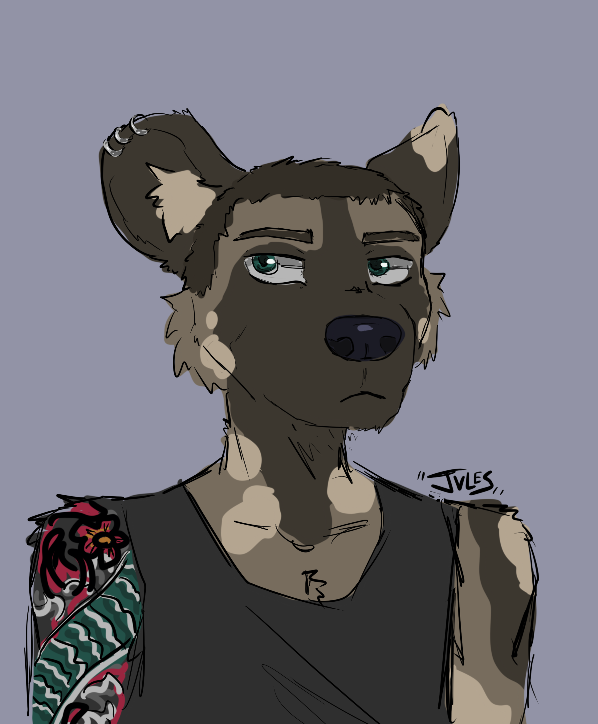 The Big ImageBoard (TBIB) - african wild dog anthro arm tattoo biped black clothing black shirt ...