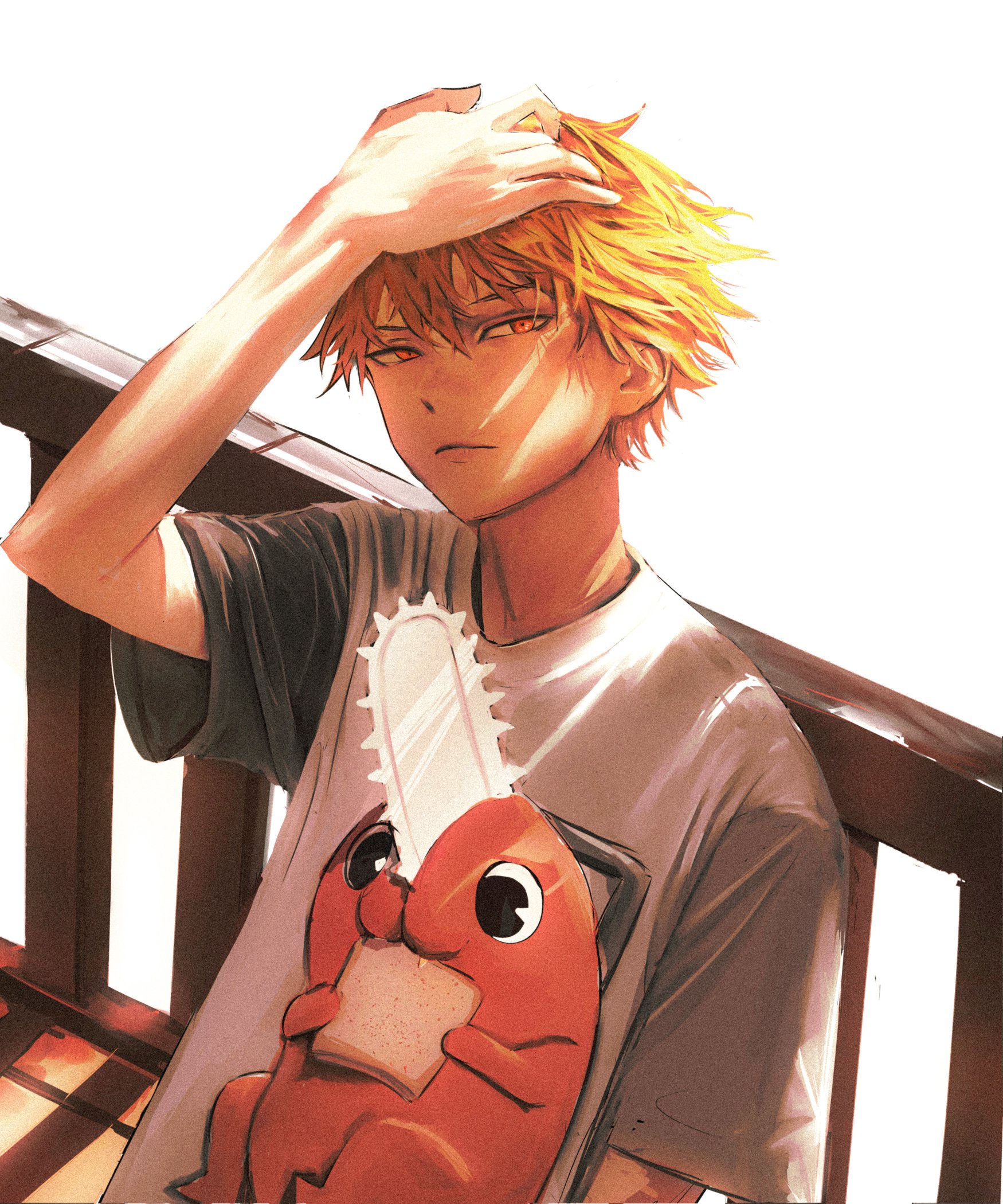 The Big ImageBoard (TBIB) - 1boy 1other against railing biting blonde ...