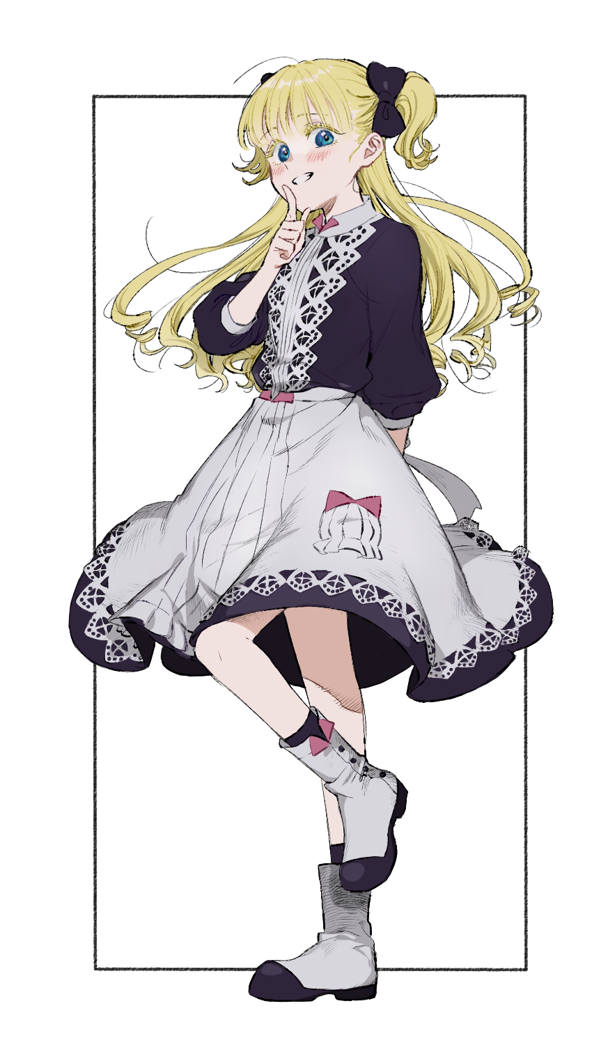 The Big ImageBoard (TBIB) - 1girl akinashi 0227 apron blonde hair blue bow blue dress blue eyes ...