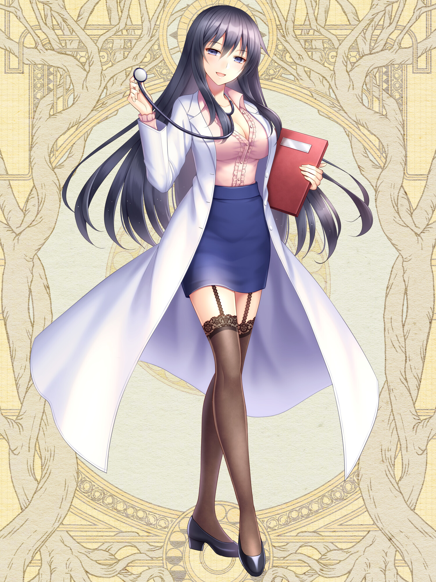 The Big ImageBoard (TBIB) - 1girl :d black footwear black hair blue eyes blue skirt book breasts ...