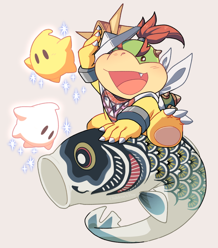 The Big ImageBoard (TBIB) - 1boy :d arm up bandana bowser jr. bracelet ...