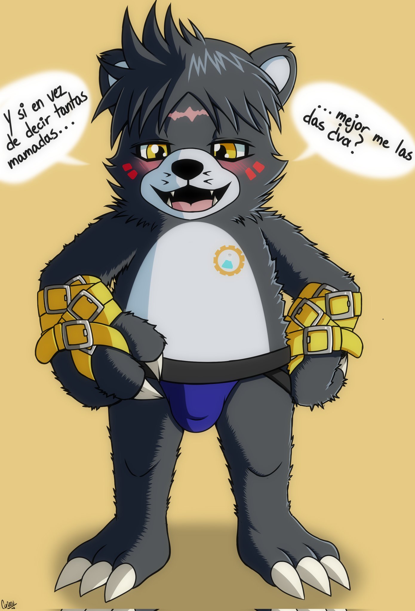 The Big ImageBoard (TBIB) - 3 toes anthro bandai namco bearmon belt belt buckle blush chest ...