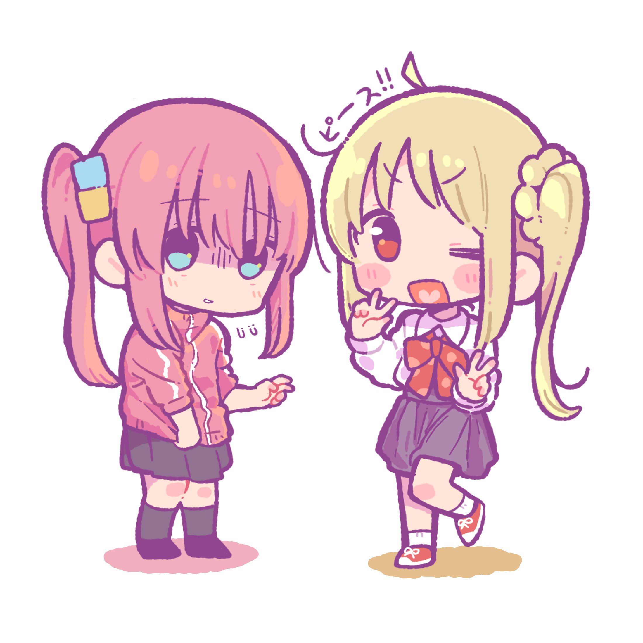 The Big ImageBoard (TBIB) - 2girls alternate hairstyle bangs black socks blonde hair blue eyes ...