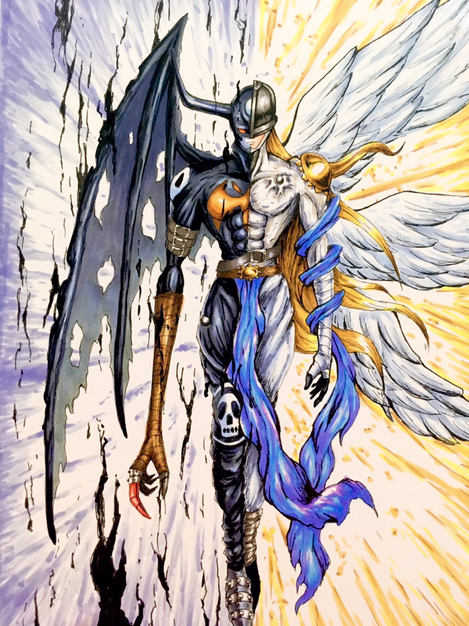 The Big ImageBoard (TBIB) - 1boy abs angel angel and devil angel wings angemon bandaged arm ...