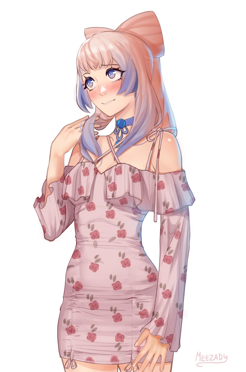 The Big ImageBoard (TBIB) - 1girl blue choker blue eyes blue hair blush ...