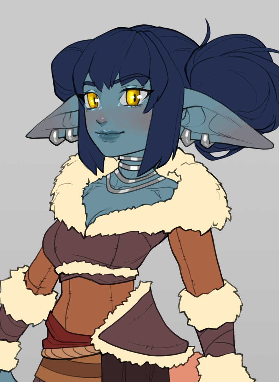 The Big ImageBoard (TBIB) - 1girl blue hair blue skin breasts cleavage closed mouth collar ...