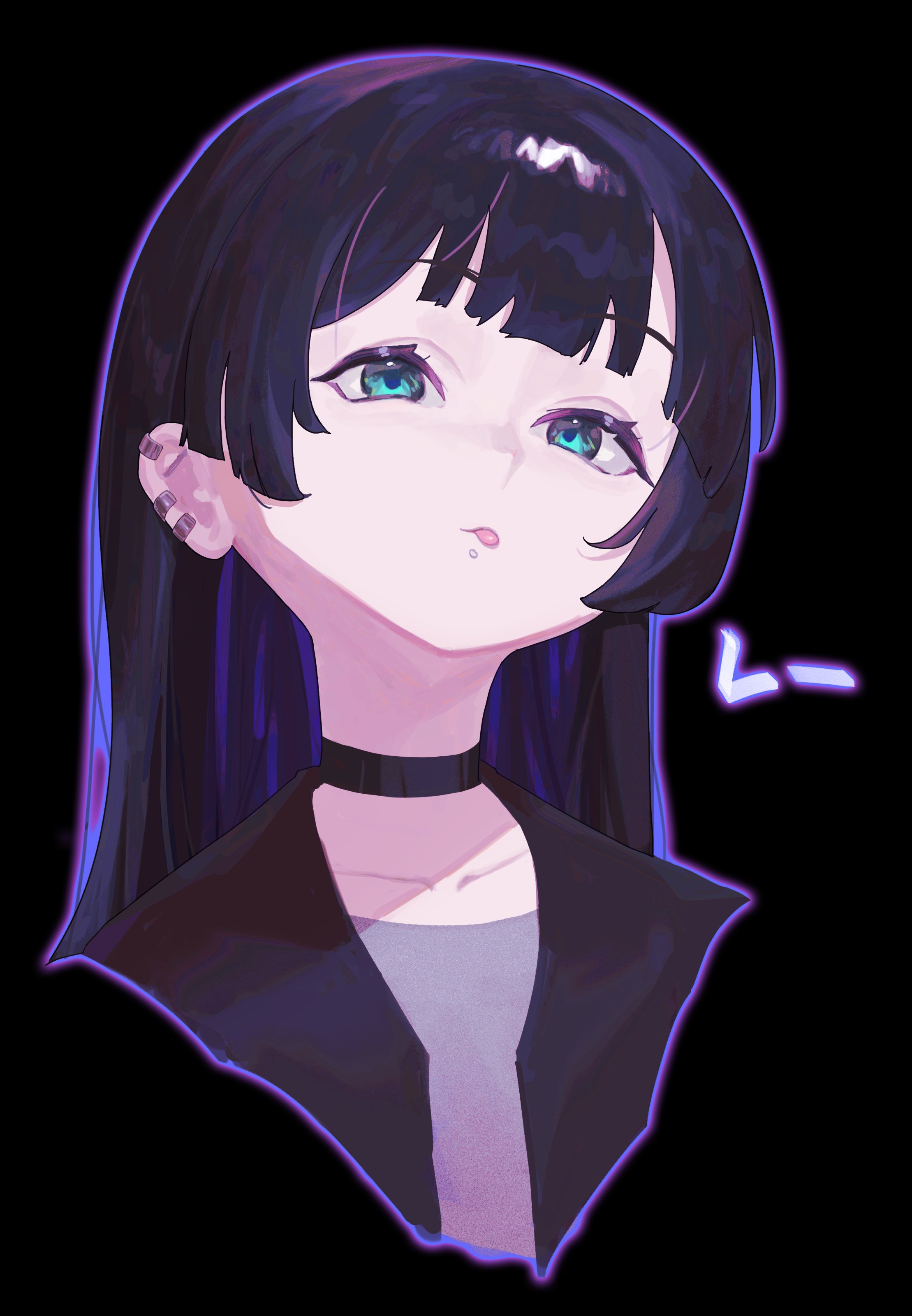 The Big ImageBoard (TBIB) - 1girl :d absurdres black background black ...