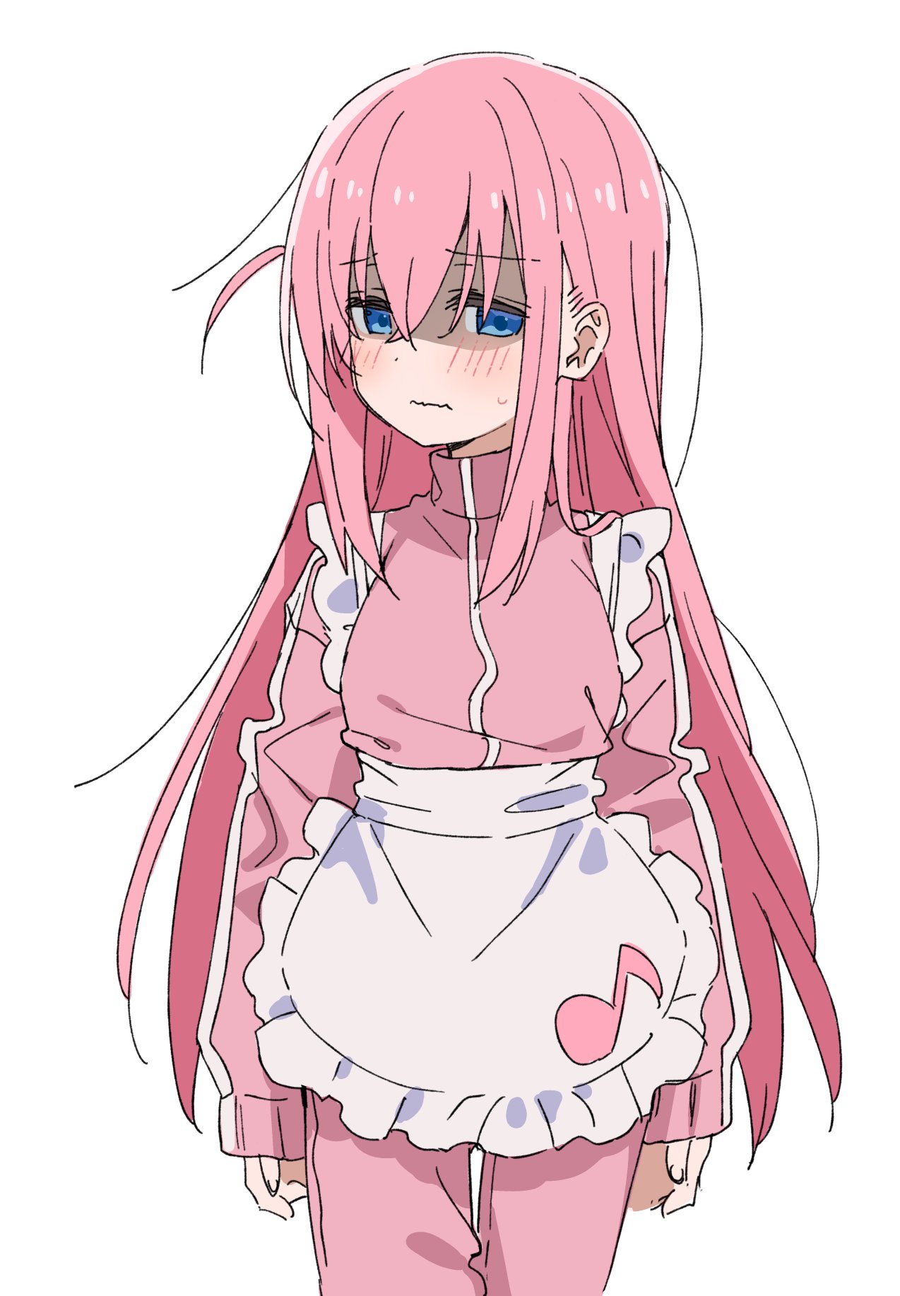 The Big ImageBoard (TBIB) - 1girl apron bangs blue eyes blush bocchi the rock! closed mouth ...