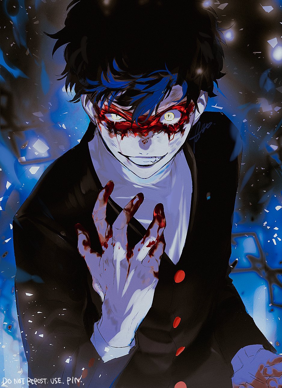 The Big ImageBoard (TBIB) - 1boy amamiya ren bishounen black hair blood blood on face blood on ...