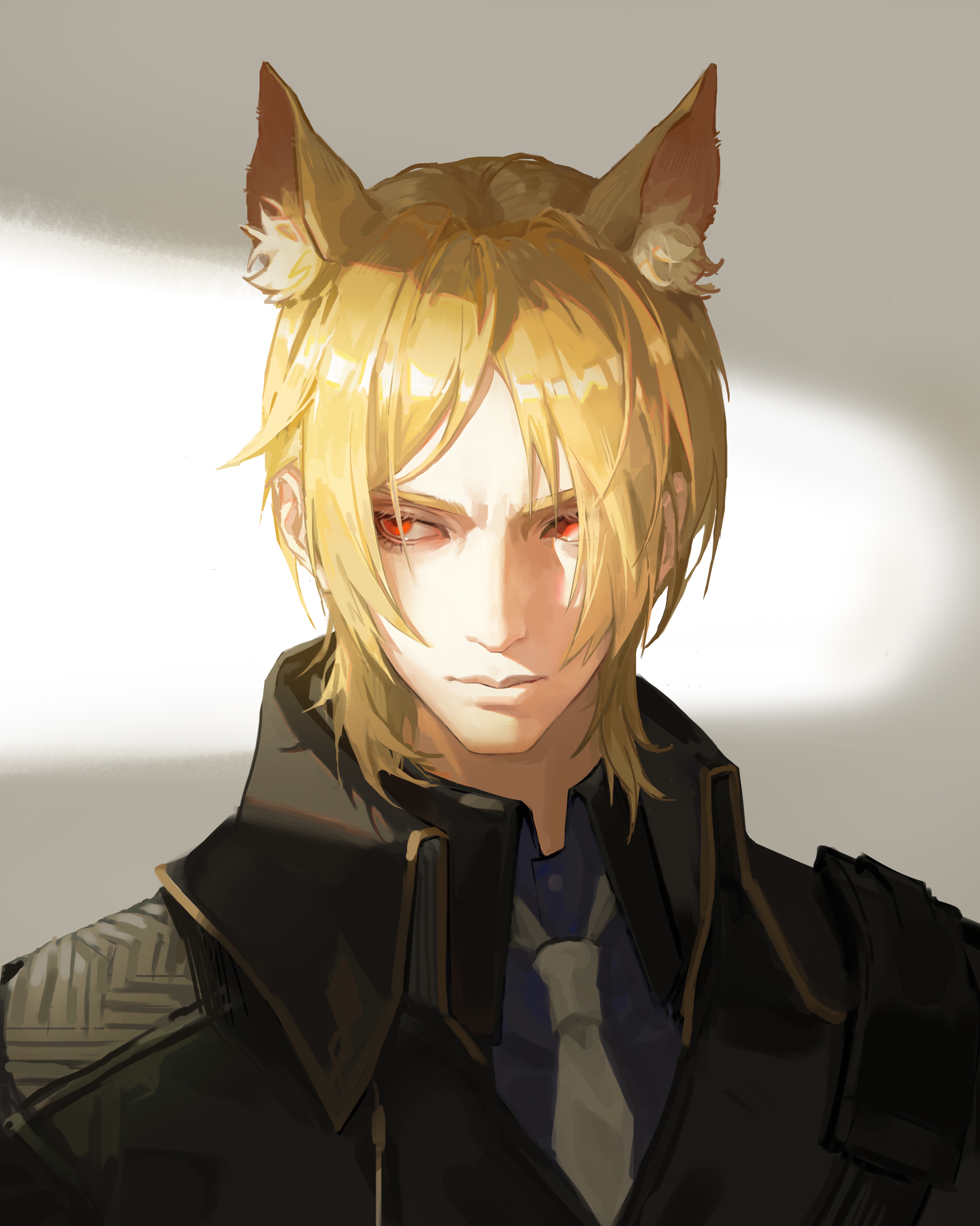The Big ImageBoard (TBIB) - 1boy absurdres animal ear fluff animal ears arknights black jacket ...