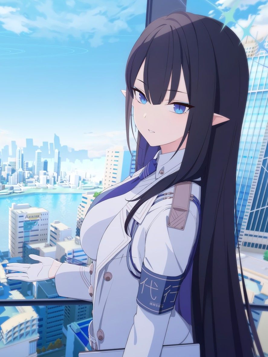 The Big ImageBoard (TBIB) - 1girl armband black hair blue archive blue armband blue eyes blue ...