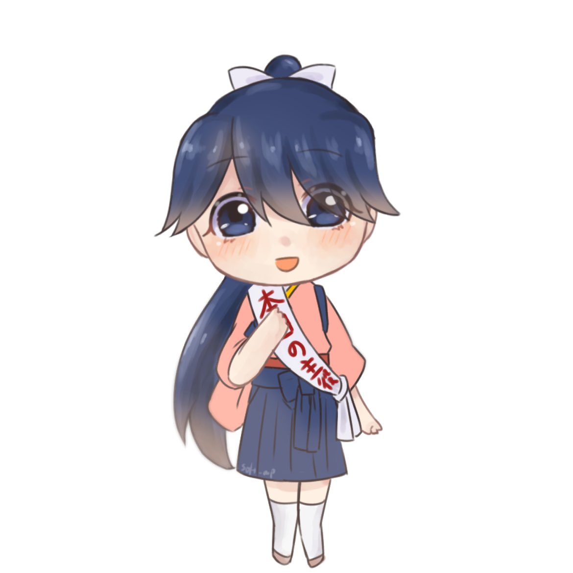 The Big ImageBoard (TBIB) - 1girl blue eyes blue hair blue hakama chibi full body hakama hakama ...