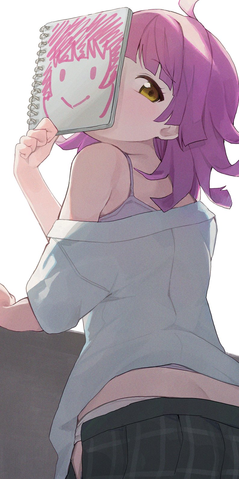 The Big ImageBoard (TBIB) - 1girl black skirt bra brown eyes from behind highres hiroki ...