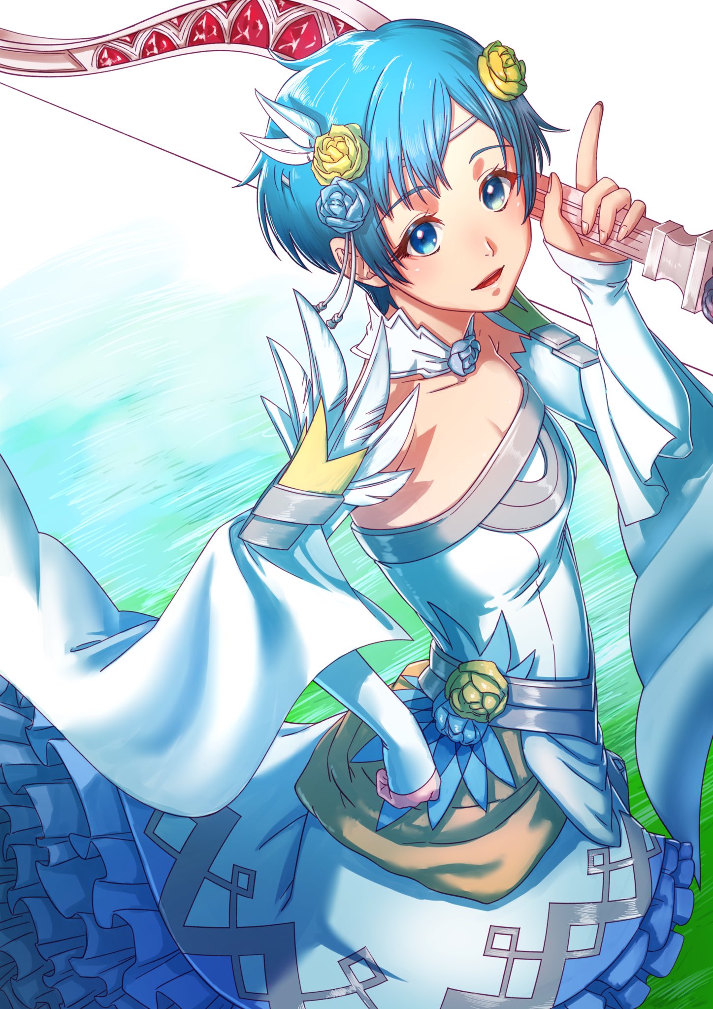 The Big ImageBoard (TBIB) - 1girl aduti momoyama arm warmers blue eyes blue flower blue hair bow ...