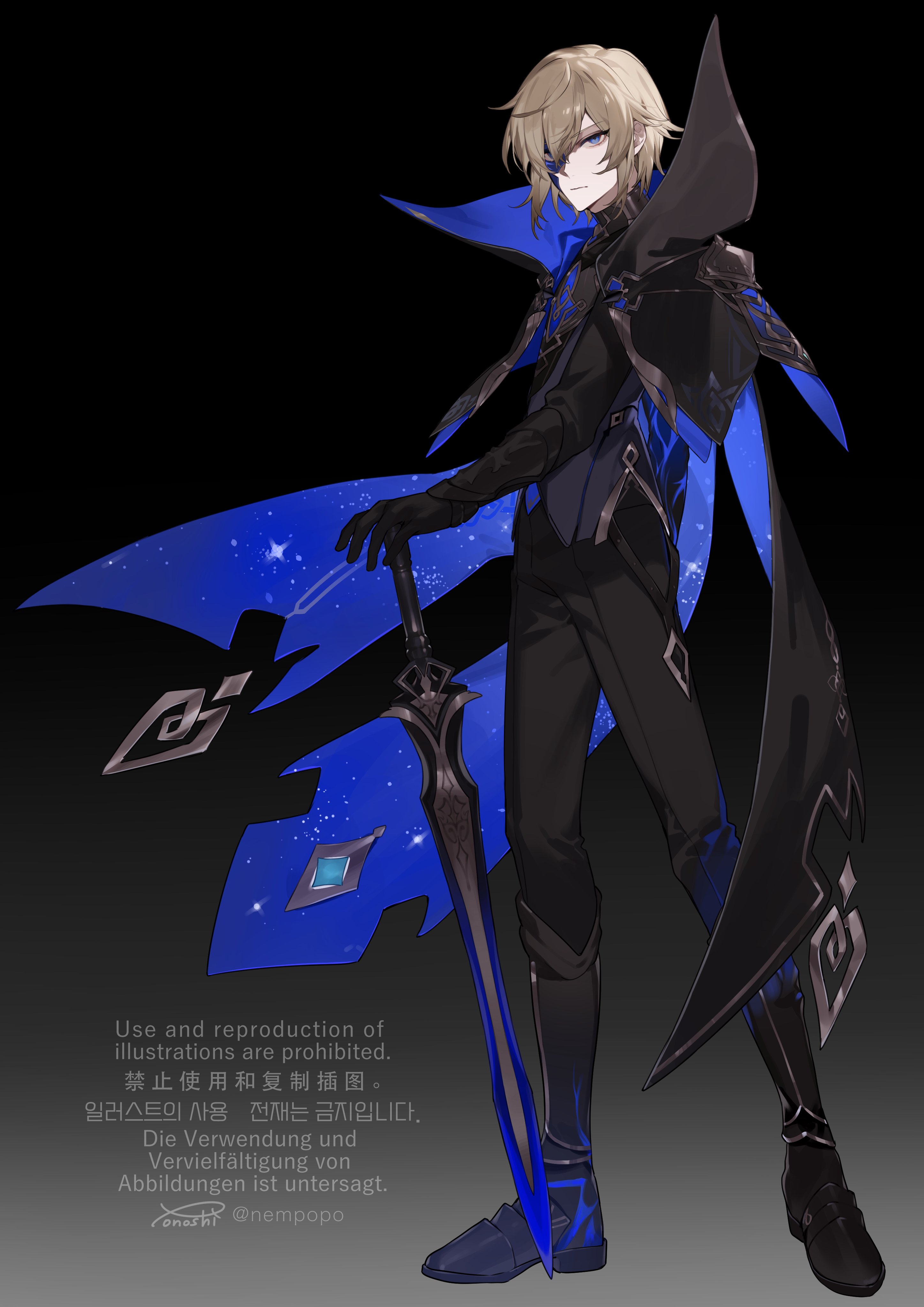 The Big ImageBoard (TBIB) - 1boy absurdres artist name bishounen black coat black gloves blonde ...