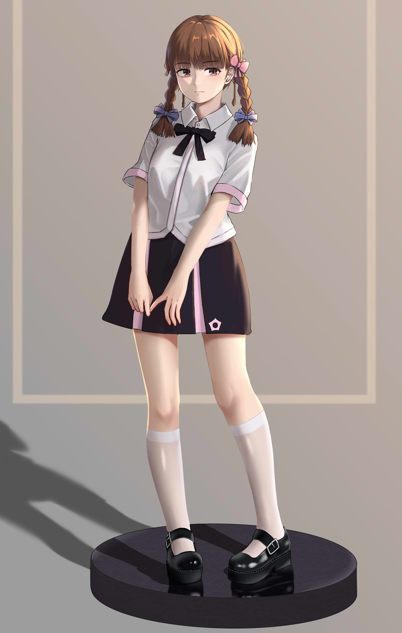 The Big ImageBoard (TBIB) - 1girl black bow black bowtie black footwear black skirt bow bowtie ...