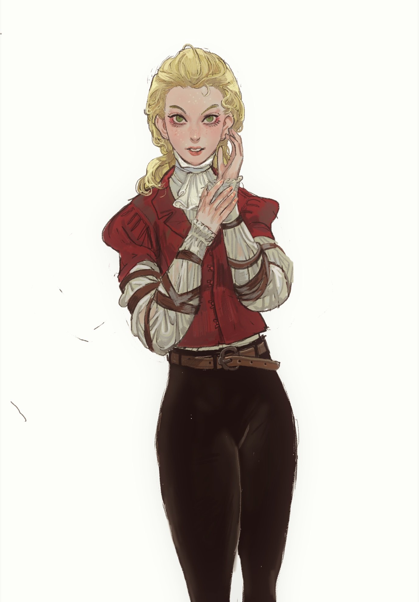 The Big Imageboard Tbib 1girl Ascot Belt Black Pants Blonde Hair