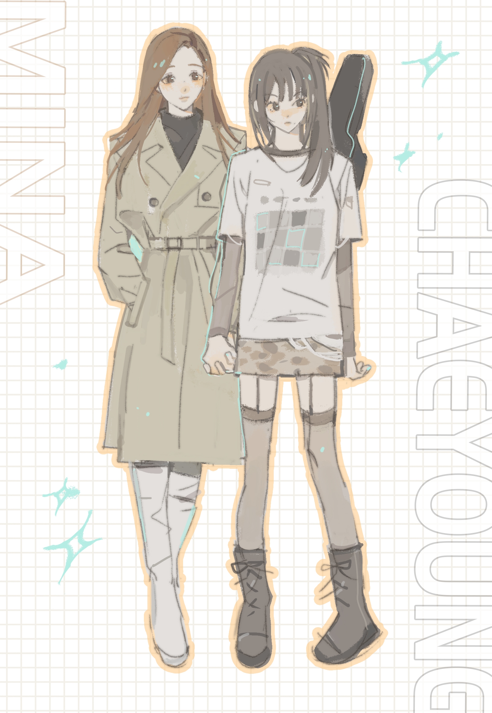 The Big ImageBoard (TBIB) - 2girls animification bangs black choker black eyes black footwear ...