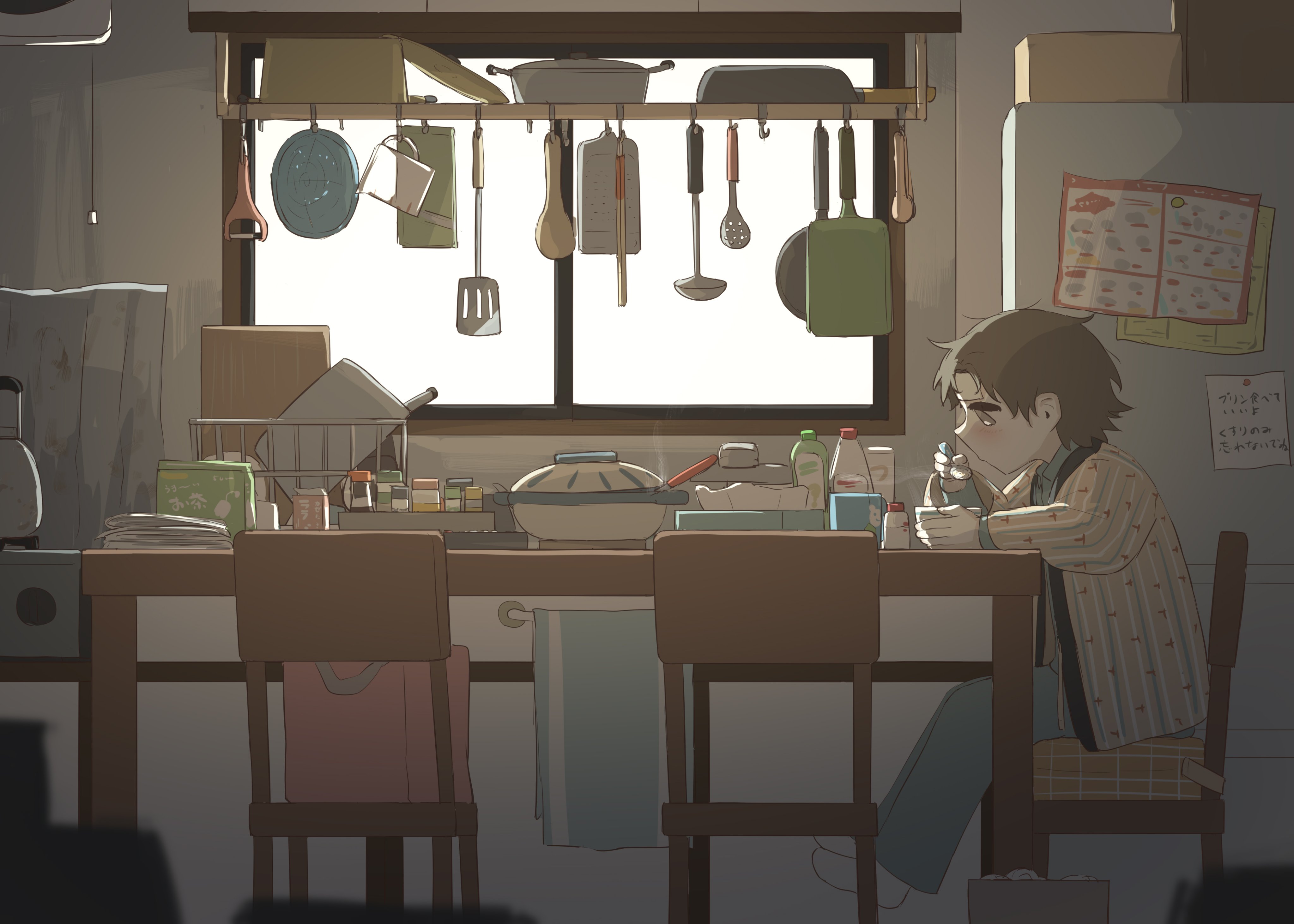 The Big ImageBoard (TBIB) - 1boy absurdres avogado6 blowing on food ...